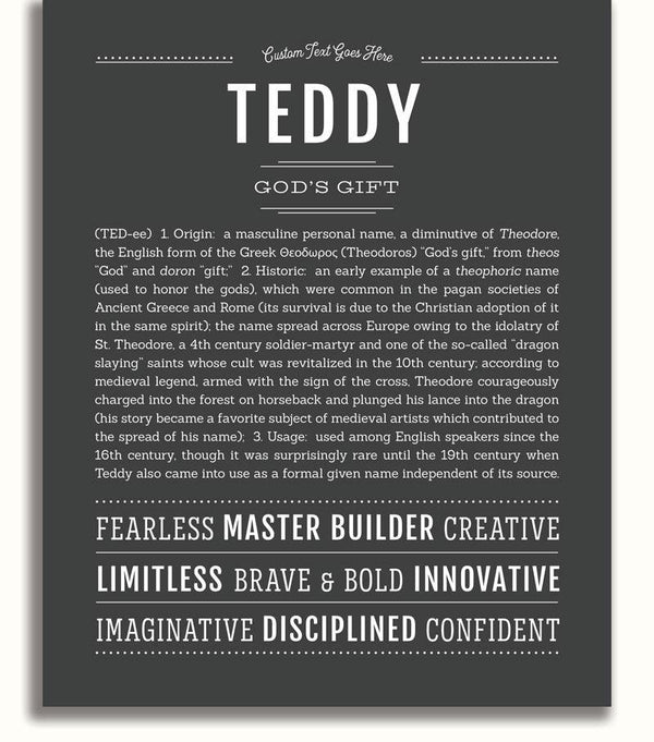 Teddy | Name Art Print - Personalized Custom Gifts – Name Stories