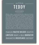 Teddy Personalized Name Meaning Art Prints – Name Stories