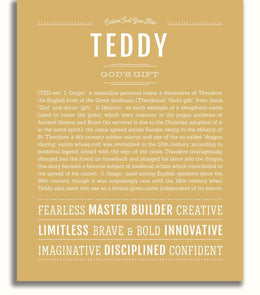 Teddy Personalized Name Meaning Art Prints – Name Stories