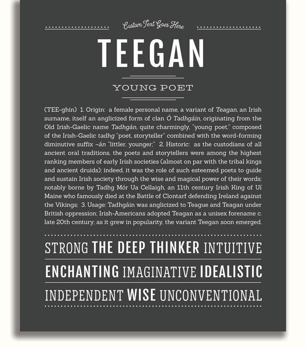 Teegan | Name Art Print - Personalized Custom Gifts – Name Stories