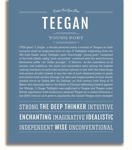 Teegan Personalized Name Meaning Art Prints – Name Stories