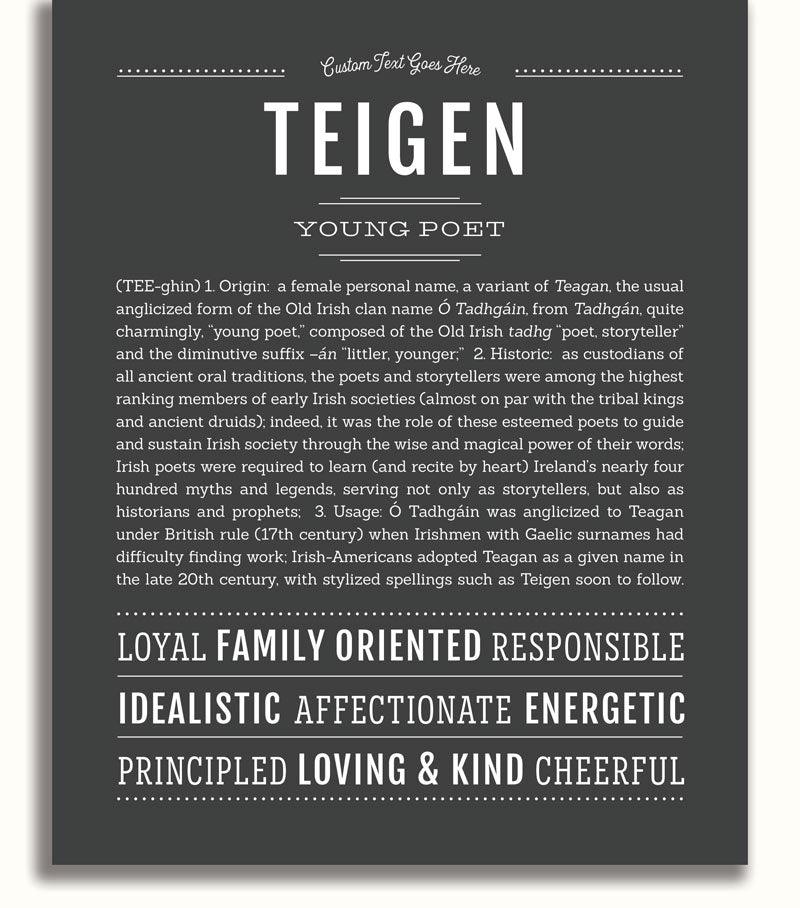 Teigen Personalized Name Meaning Art Prints – Name Stories