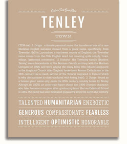 Tenley Personalized Name Meaning Art Prints – Name Stories