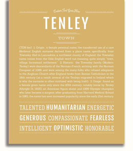 Tenley Personalized Name Meaning Art Prints – Name Stories