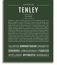 Tenley Personalized Name Meaning Art Prints – Name Stories