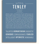 Tenley Personalized Name Meaning Art Prints – Name Stories