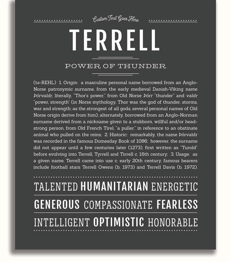 Terrell Personalized Name Meaning Art Prints – Name Stories
