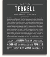 Terrell Personalized Name Meaning Art Prints – Name Stories