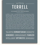 Terrell Personalized Name Meaning Art Prints – Name Stories