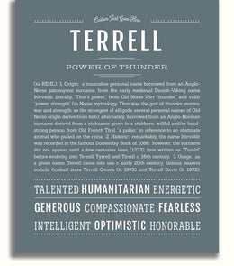 Terrell Personalized Name Meaning Art Prints – Name Stories
