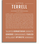 Terrell Personalized Name Meaning Art Prints – Name Stories