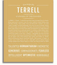 Terrell Personalized Name Meaning Art Prints – Name Stories