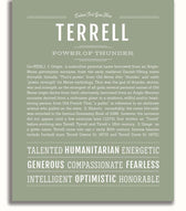 Terrell Personalized Name Meaning Art Prints – Name Stories