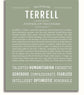 Terrell Personalized Name Meaning Art Prints – Name Stories