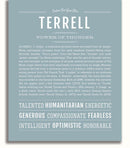 Terrell Personalized Name Meaning Art Prints – Name Stories