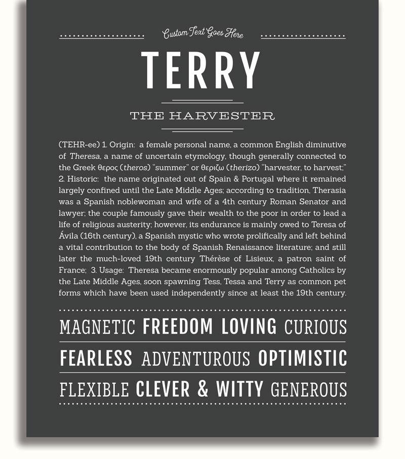 Terry (female) | Name Art Print – Name Stories