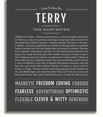 Terry (female) | Name Art Print – Name Stories