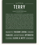 Terry Personalized Name Meaning Art Prints – Name Stories