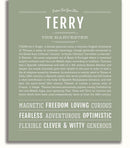 Terry (female) | Name Art Print – Name Stories