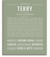 Terry Personalized Name Meaning Art Prints – Name Stories
