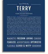 Terry Personalized Name Meaning Art Prints – Name Stories