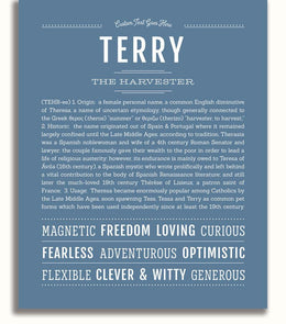 Terry Personalized Name Meaning Art Prints – Name Stories