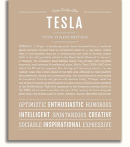 Tesla | Name Art Print – Name Stories