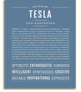 Tesla | Name Art Print – Name Stories