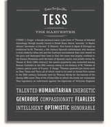 Tess Personalized Name Meaning Art Prints – Name Stories