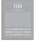 Tess Personalized Name Meaning Art Prints – Name Stories