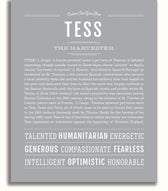 Tess Personalized Name Meaning Art Prints – Name Stories