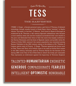 Tess | Name Art Print – Name Stories