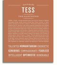 Tess Personalized Name Meaning Art Prints – Name Stories