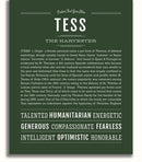 Tess Personalized Name Meaning Art Prints – Name Stories