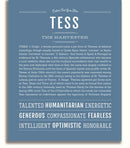 Tess Personalized Name Meaning Art Prints – Name Stories