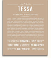 Tessa Personalized Name Meaning Art Prints – Name Stories