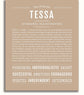 Tessa Personalized Name Meaning Art Prints – Name Stories