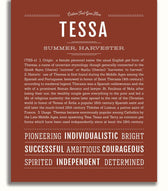Tessa Personalized Name Meaning Art Prints – Name Stories
