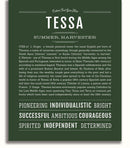 Tessa Personalized Name Meaning Art Prints – Name Stories