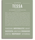 Tessa Personalized Name Meaning Art Prints – Name Stories