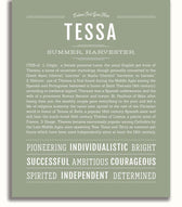 Tessa Personalized Name Meaning Art Prints – Name Stories