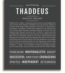 Thaddeus Personalized Name Meaning Art Prints – Name Stories