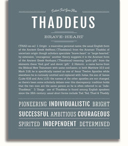 Thaddeus Personalized Name Meaning Art Prints – Name Stories