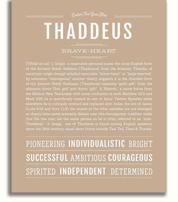 Thaddeus Personalized Name Meaning Art Prints – Name Stories
