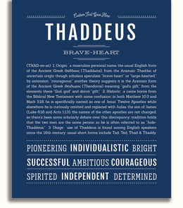 Thaddeus Personalized Name Meaning Art Prints – Name Stories