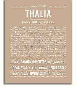Thalia Personalized Name Meaning Art Prints – Name Stories