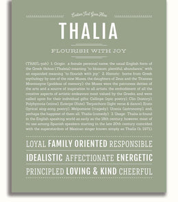 Thalia Personalized Name Meaning Art Prints – Name Stories