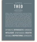 Theo Personalized Name Meaning Art Prints – Name Stories