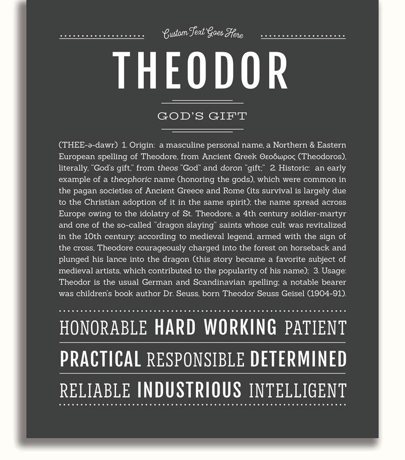 Theodor Personalized Name Meaning Art Prints – Name Stories
