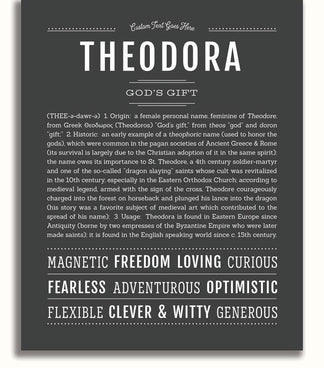 Theodora Personalized Name Meaning Art Prints – Name Stories